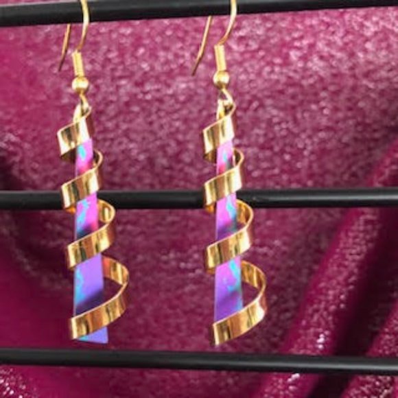 Jewelry | Metal Twirly Curly Earrings Center Color Earrings | Poshmark